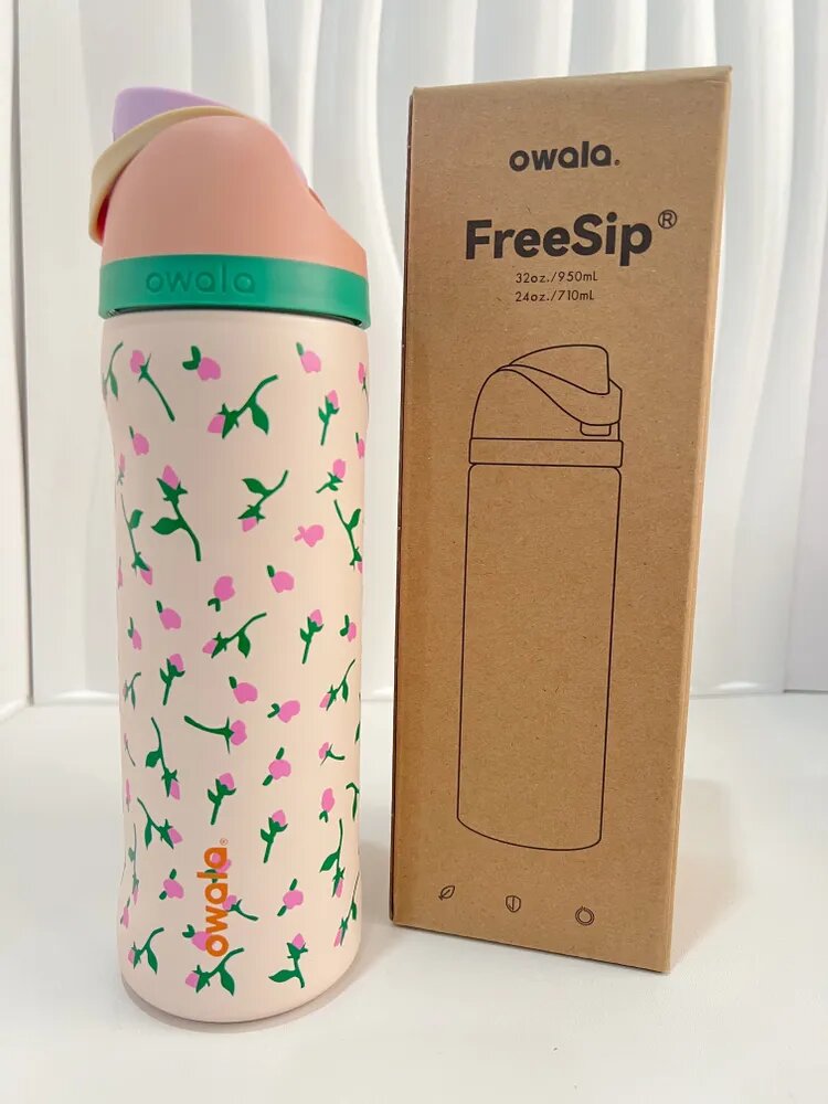 Owala FreeSip Термокружка 0.71 л светло-желтого цвета с цветочным принтом, нержавеющая сталь