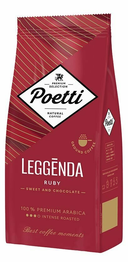 Кофе молотый Poetti Leggenda RUBY 100% Premium Arabica 250 гр.