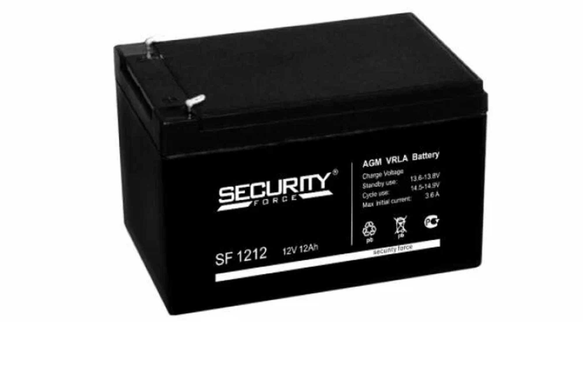 Аккумулятор Security Force SF 1212, 12V, 12Ah, установка внутри/вне помещения