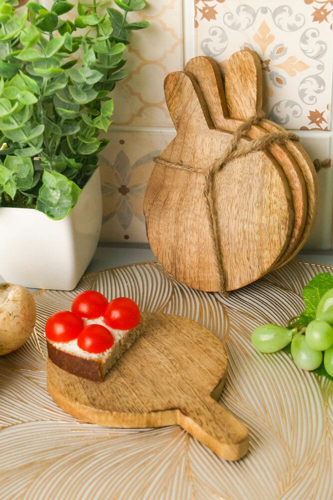 Набор досок для подачи закусок ленья, круглые, дерево, 15 см, 4 шт, Boltze 2040389-2