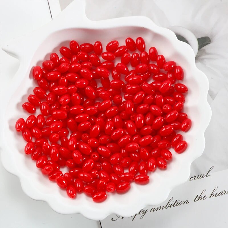 Овальные фарфоровые бусины 4x6 мм Красный, 50pcs, 11 Porcelain Red