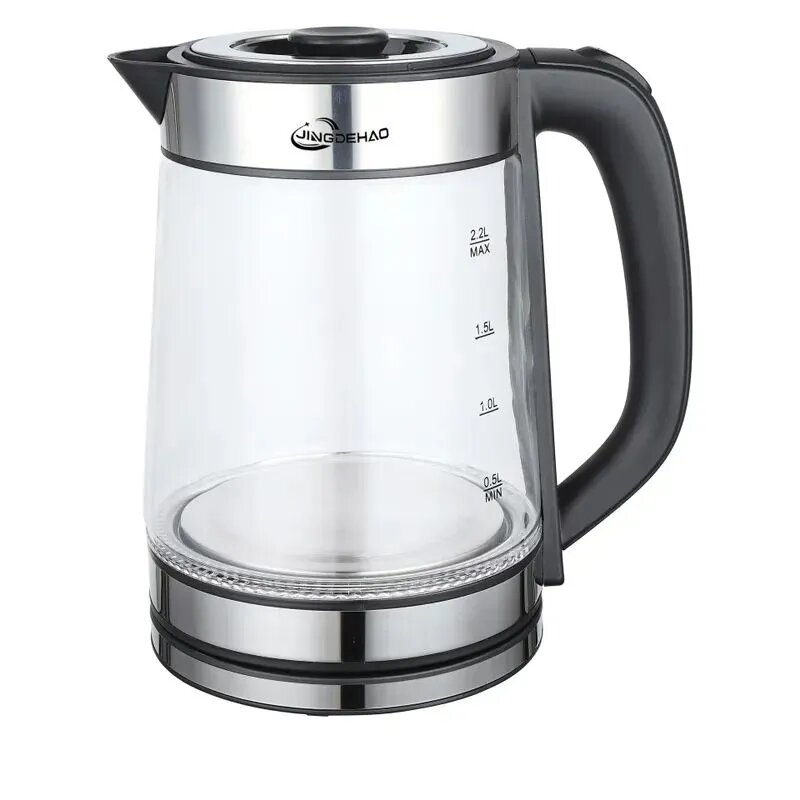 Электрический чайник JINGDEHAO стеклянный с подсветкой 2.2л