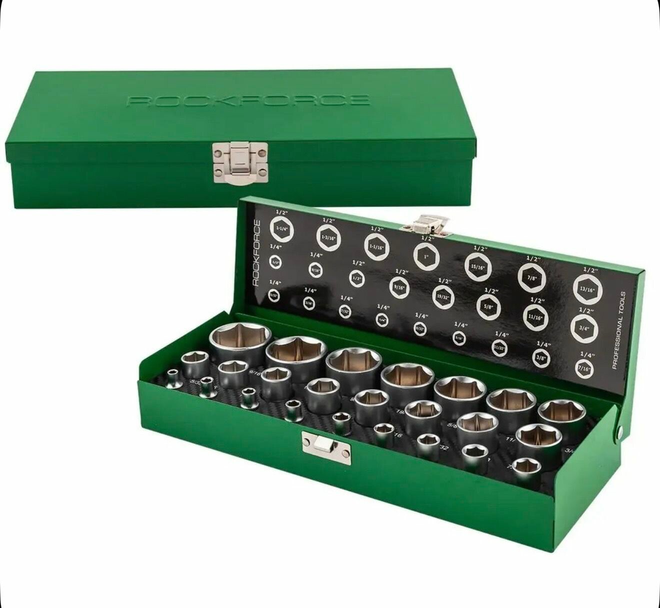 Набор головок Rock FORCE 1/2+1/4 25пр. 6гр дюймовые RF-50121L