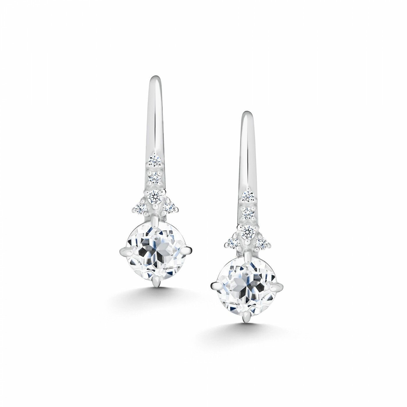 Серьги, серебро, 925 проба, горный хрусталь, фианит