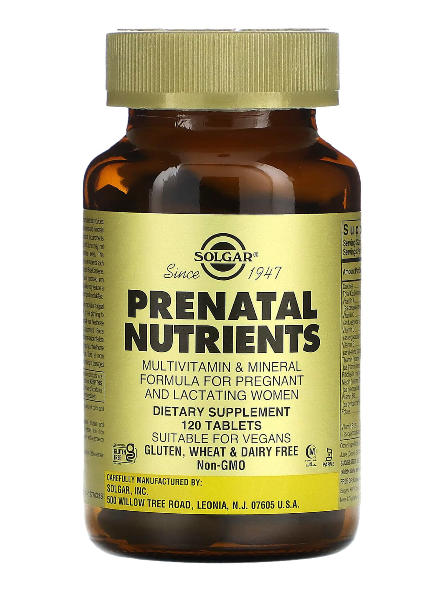 Solgar Prenatal Nutrients, Витамины и минералы для беременных 120 таблеток