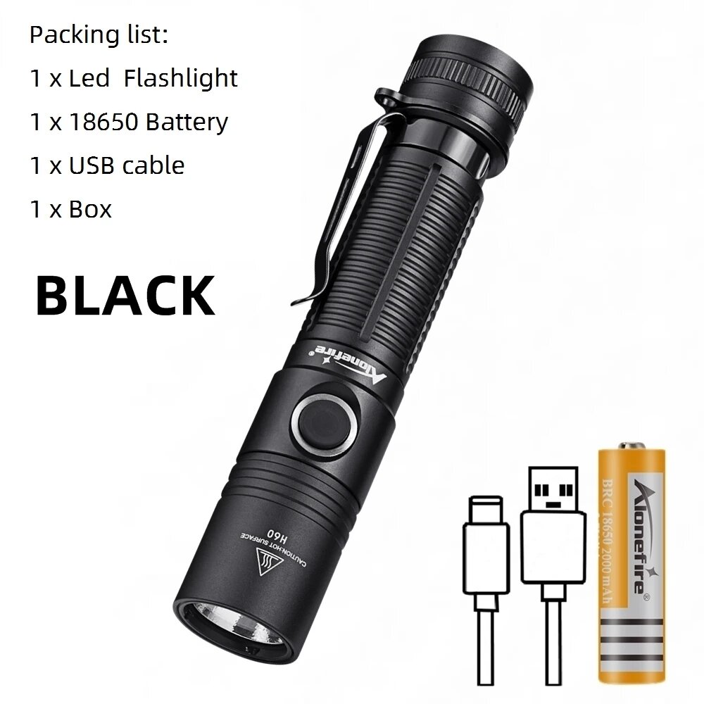 AloneFire H60 черный тактический фонарь 18650