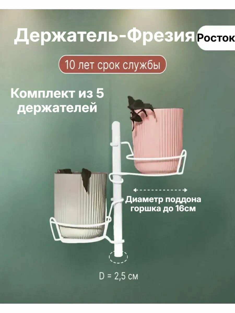 Дополнительные держатели цветов "Фрезия", металл, белые, 5 штук