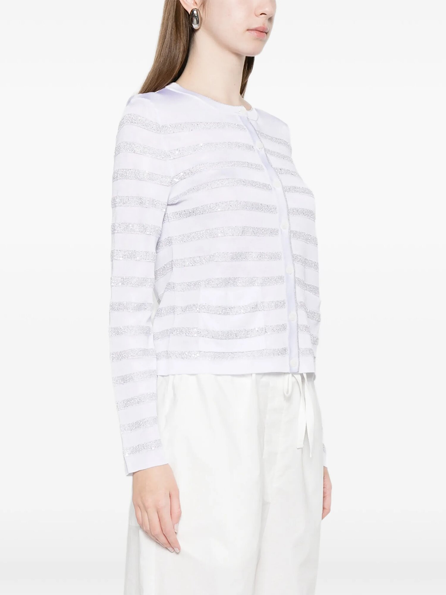 Кардиган Missoni Buttoned cardigan, размер 40, бежевый/белый — фото 1