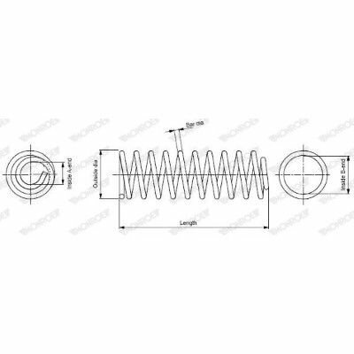 Пружина подвески задняя MONROE SP3898 Toyota Corolla 01-06