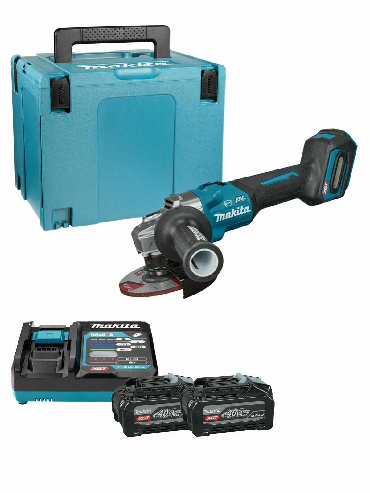 Шлифмашина угловая аккумуляторная 40В XGT 125 мм акк 2x4Ач и з/у Makita GA005GU201