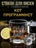 Кот программист бокал для виски с гравировкой