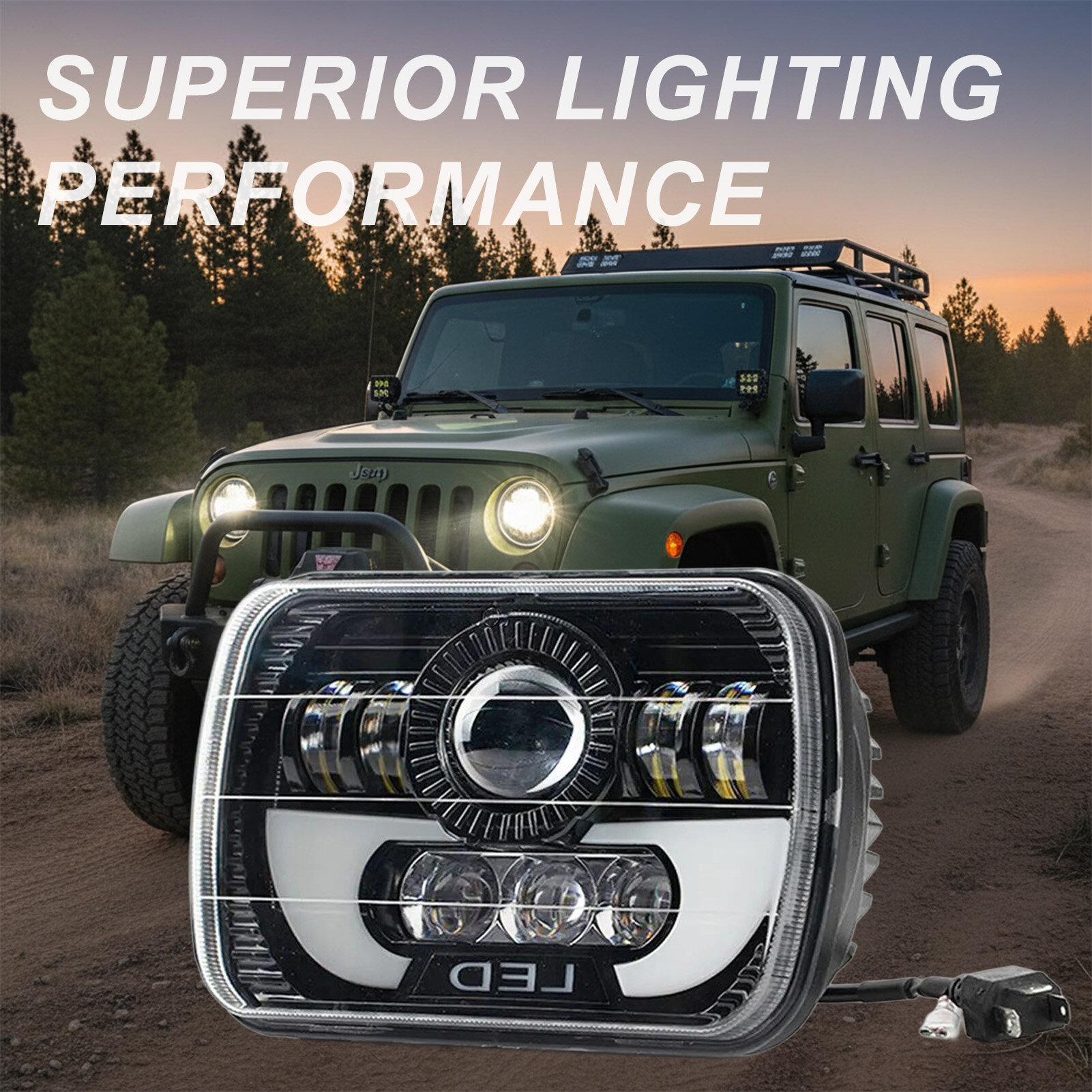 LED-фара для мотоцикла Harley, прямоугольная 7 дюймов, модель 5x7