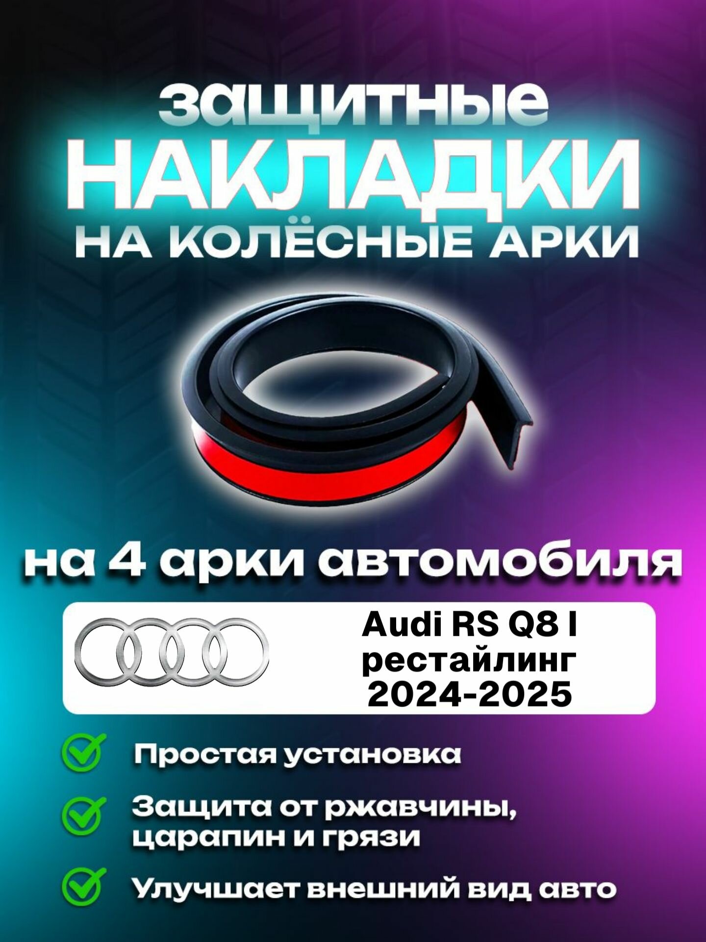 Накладки на арки Audi RS Q8 I рестайлинг(2024-2025)/ Ауди РС Кью 8 1 поколение рестайлинг защитные
