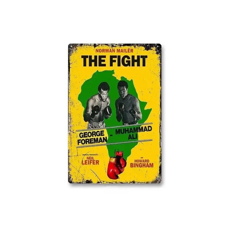 Металлическая вывеска "The Fight" Али vs. Формен, 40x30см, темно-зеленый