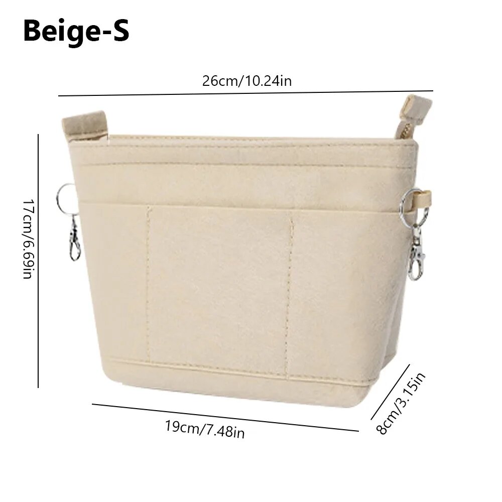 Бежевая фетровая сумка-вставка Beige-S