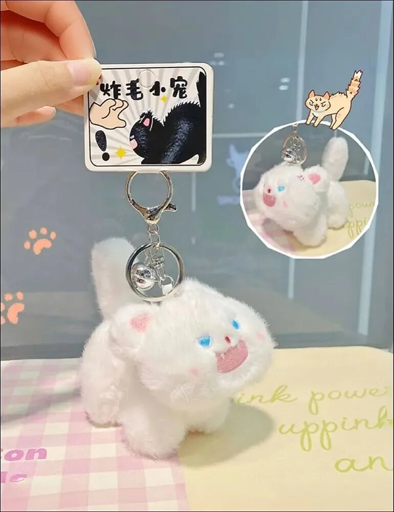 Брелок игрушка злой кот, милый мягкий брелок для сумки, ключей и рюкзака