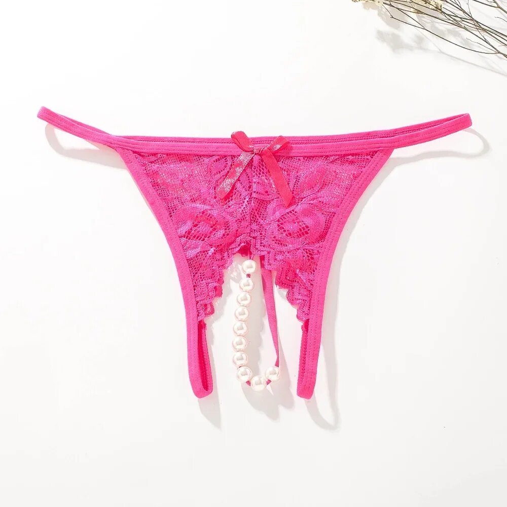 Розовые кружевные стринги Rose Red, размер L