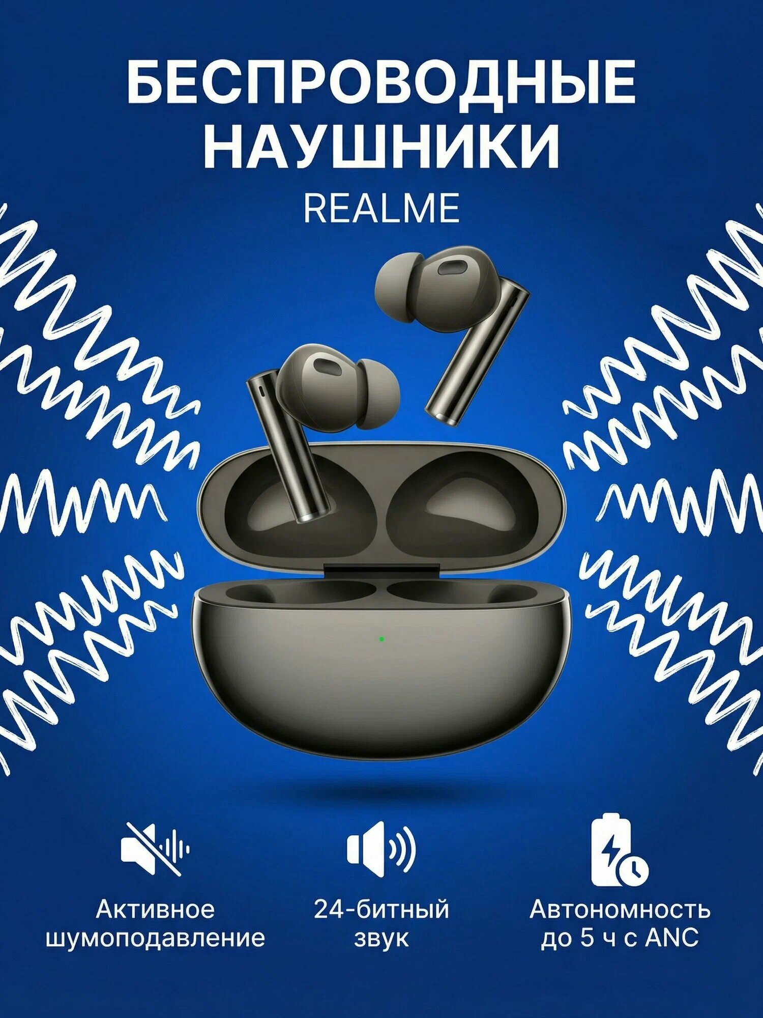Беспроводные наушники Realme Buds Air 6 Pro Черные, с шумоподавлением