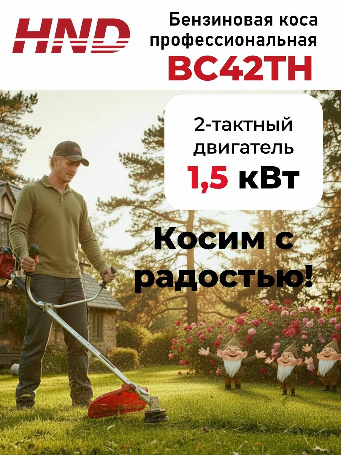 Профессиональный бензиновый триммер для травы, мотокоса HND BC42TH c двигателем JHG45 для дачи и сада