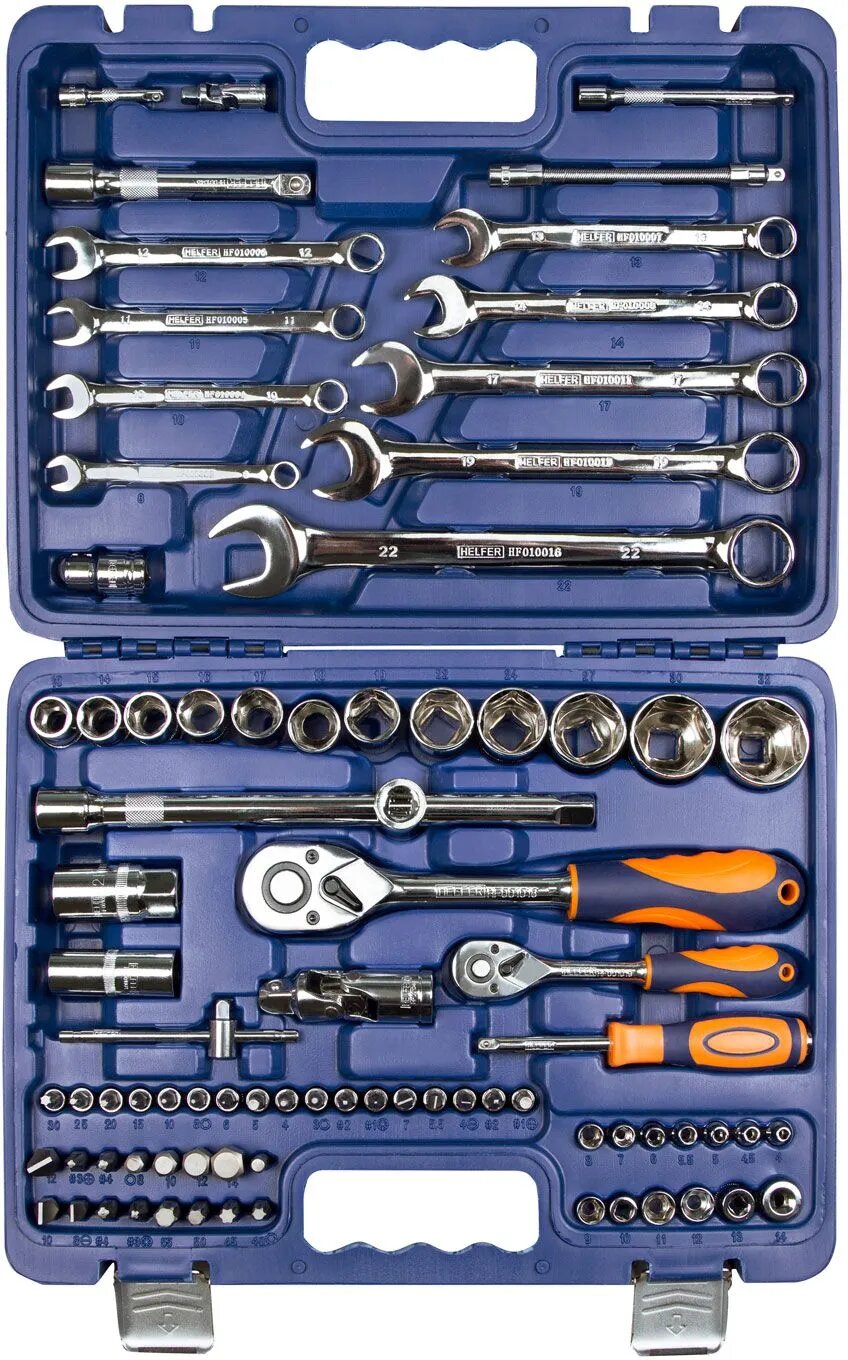 Набор инструмента 1/2"Dr и 1/4"Dr 82 предмета HELFER HELFER HF000010