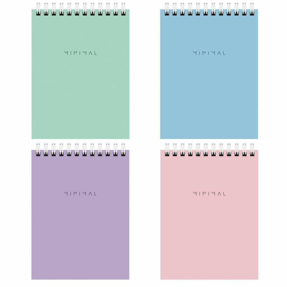 Блокнот малый формат А6, 108х145 мм, 40 л, гребень, картон, клетка, BRAUBERG "Minimal Pastel", 116429, 116429