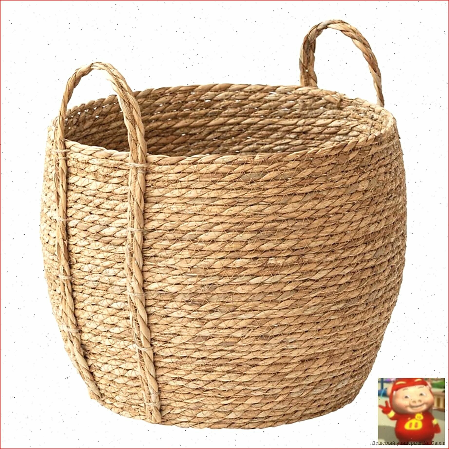 Цветочный горшок, сплетенный из ротанга, с ручкой, сплетенной из ротангаКашпо 11 л, 1 шт