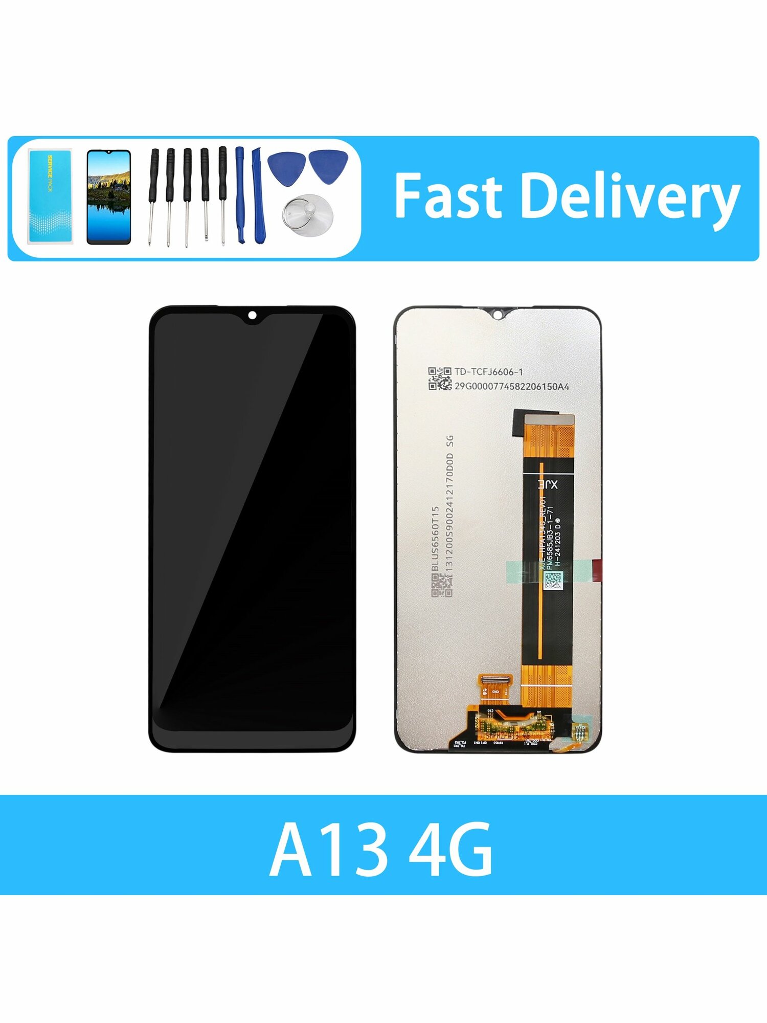 Дисплей для Samsung A13 4G(без рамки), TFT LCD, 6.56", 720x1600, яркость 480 нит