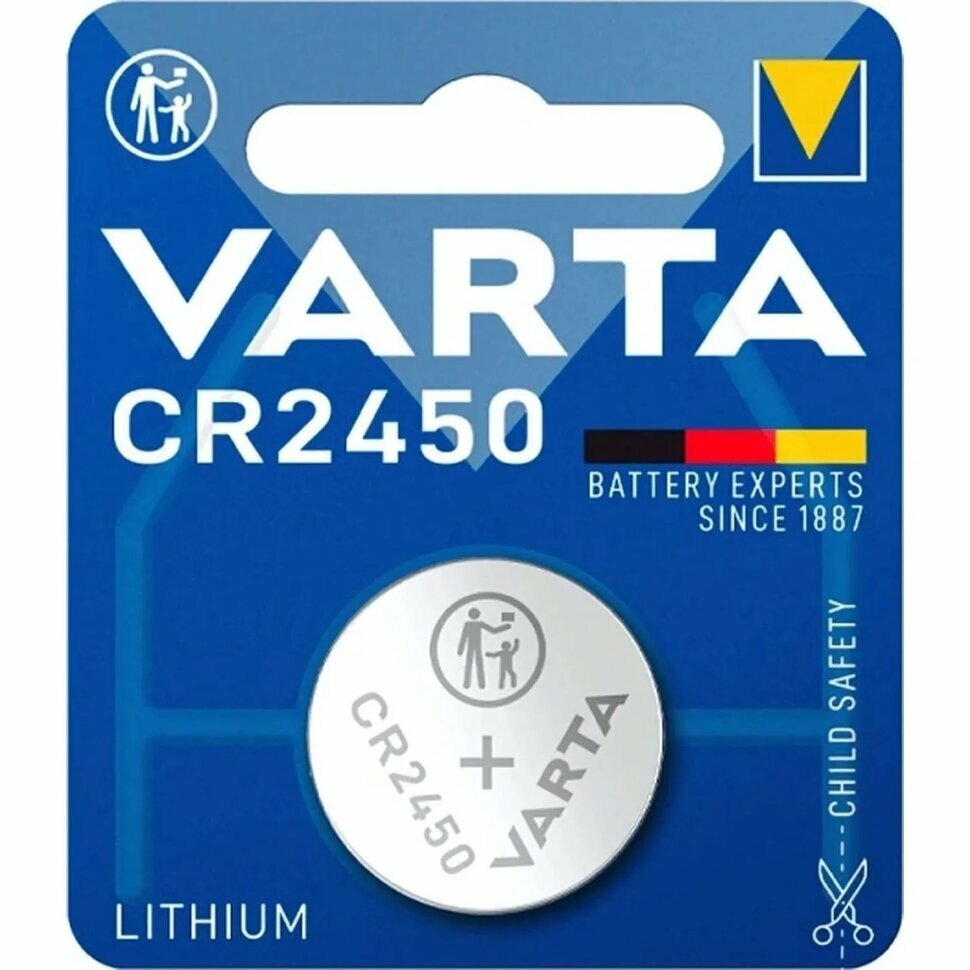 Батарейка Varta ELECTRONICS CR2450 1шт Lithium 3V (6450) (1/10/100), 1893625
