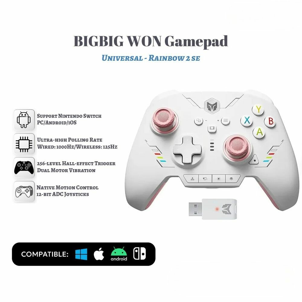 BIGBIG WON Rainbow 2 SE Беспроводной игровой контроллер Motion Control запускает эффект Холла для коммутатора / ПК / Android / iOS