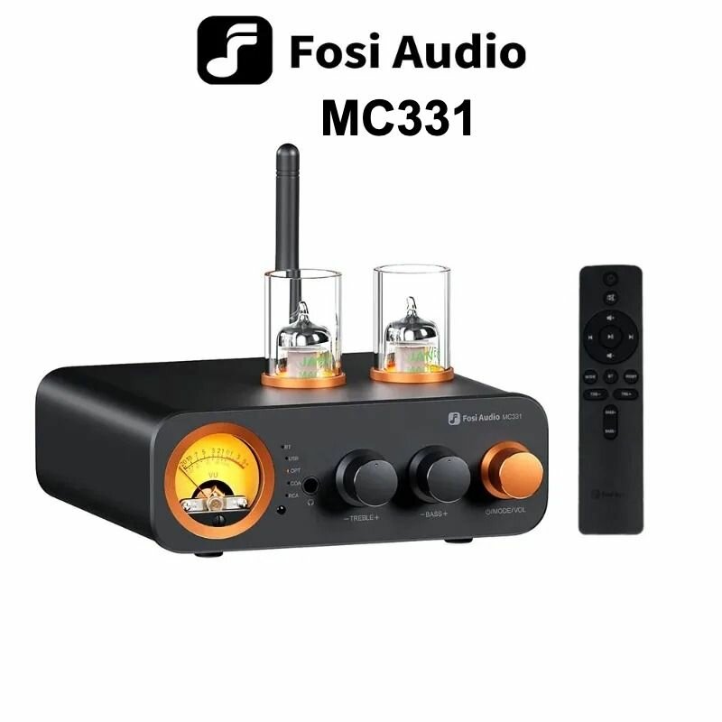 Fosi Audio MC331 Встроенный ламповый аудиоусилитель Mini All-in-One DAC с 2.0-канальным Bluetooth
