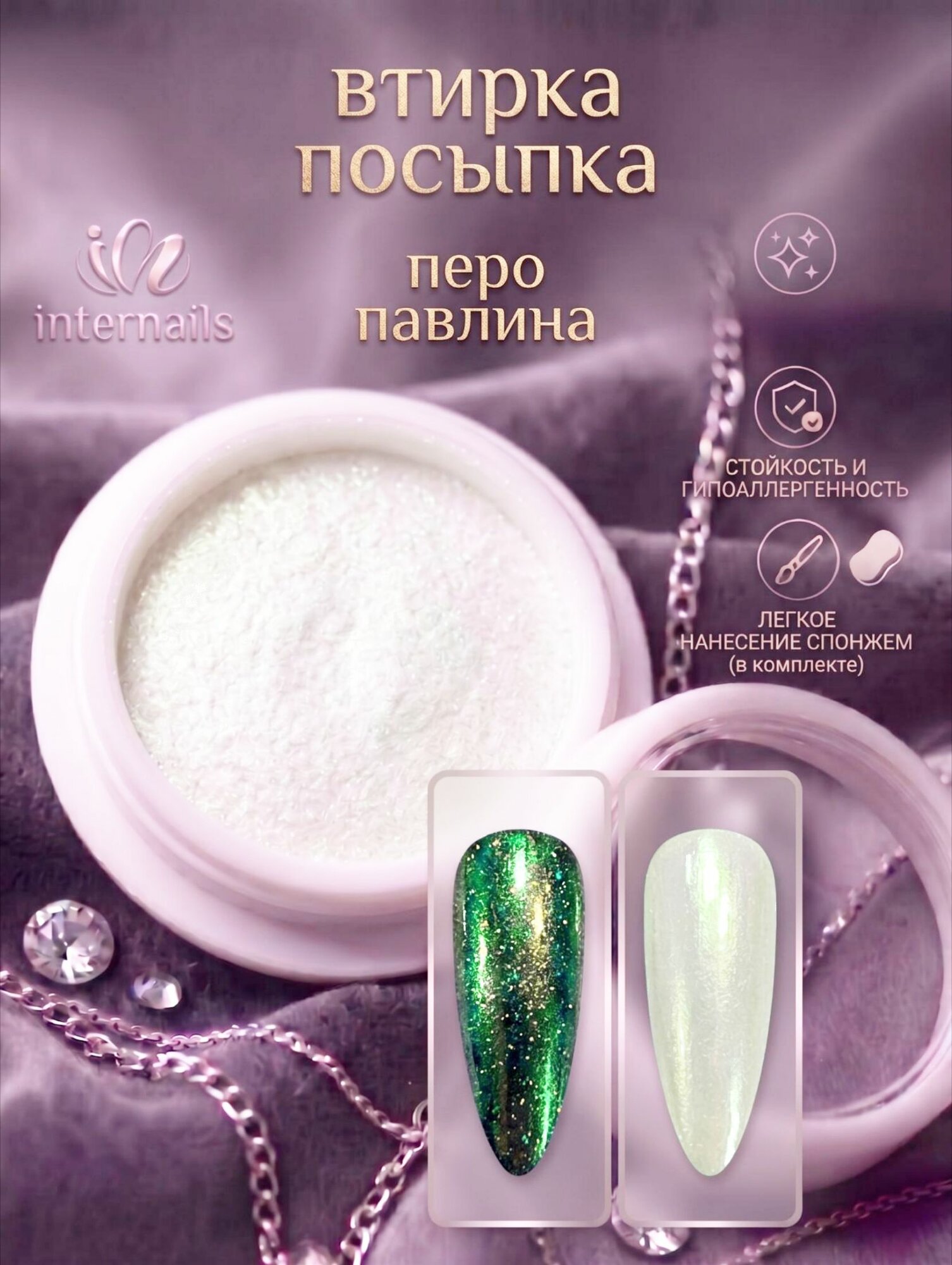 Втирка посыпка перо павлина