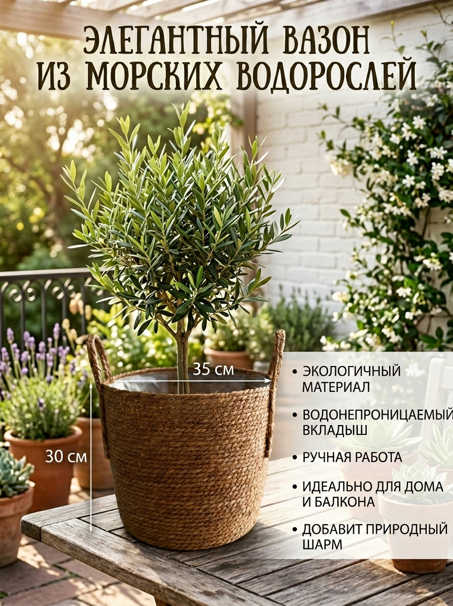 Горшок для цветов, Водонепроницаемая пленка, темно-бежевый, 35*30см