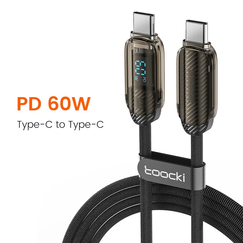 Toocki USB-C кабель 2м, 60W, черный