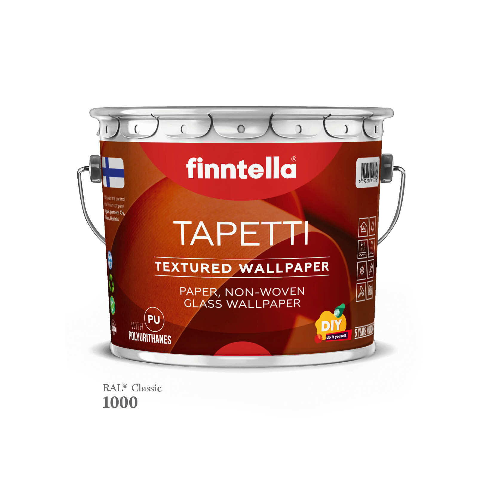 Шелковисто-матовая краска для обоев под окраску TAPETTI SILKKI Matta FINNTELLA, Цвет RAL 1000 Зелено-бежевый (Green beige), 2,7л