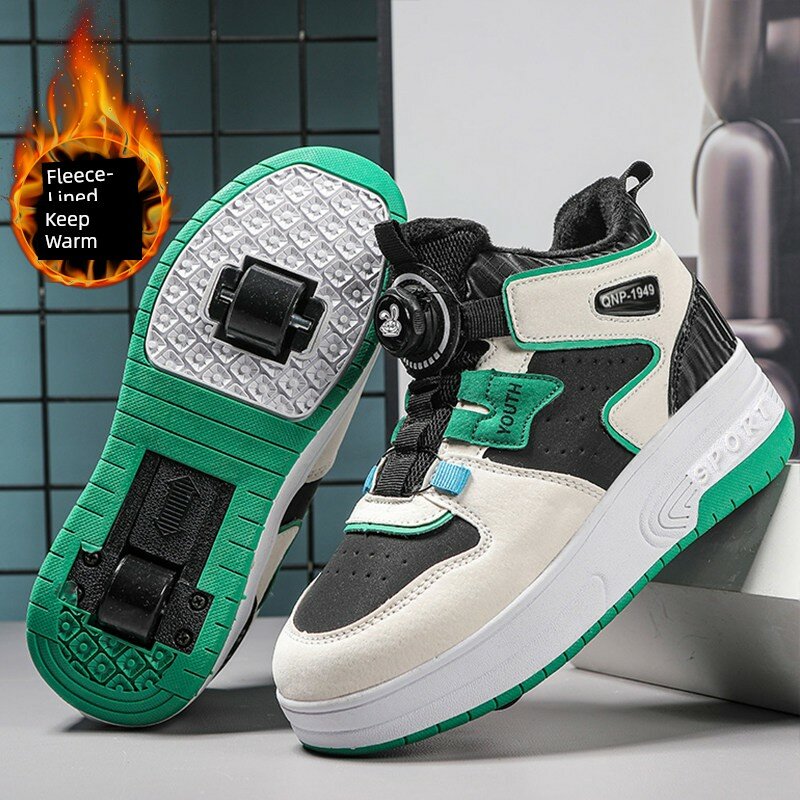 Детские роликовые кроссовки Heelys для девочек, модель 2026 года, зимние, новые, на флисовой подкладке, двухслойные,