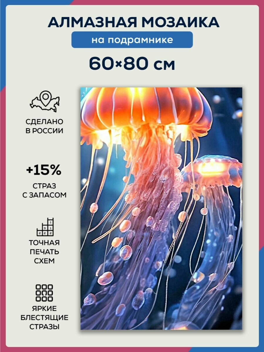 Алмазная мозаика 60x80 Медузы на подрамнике