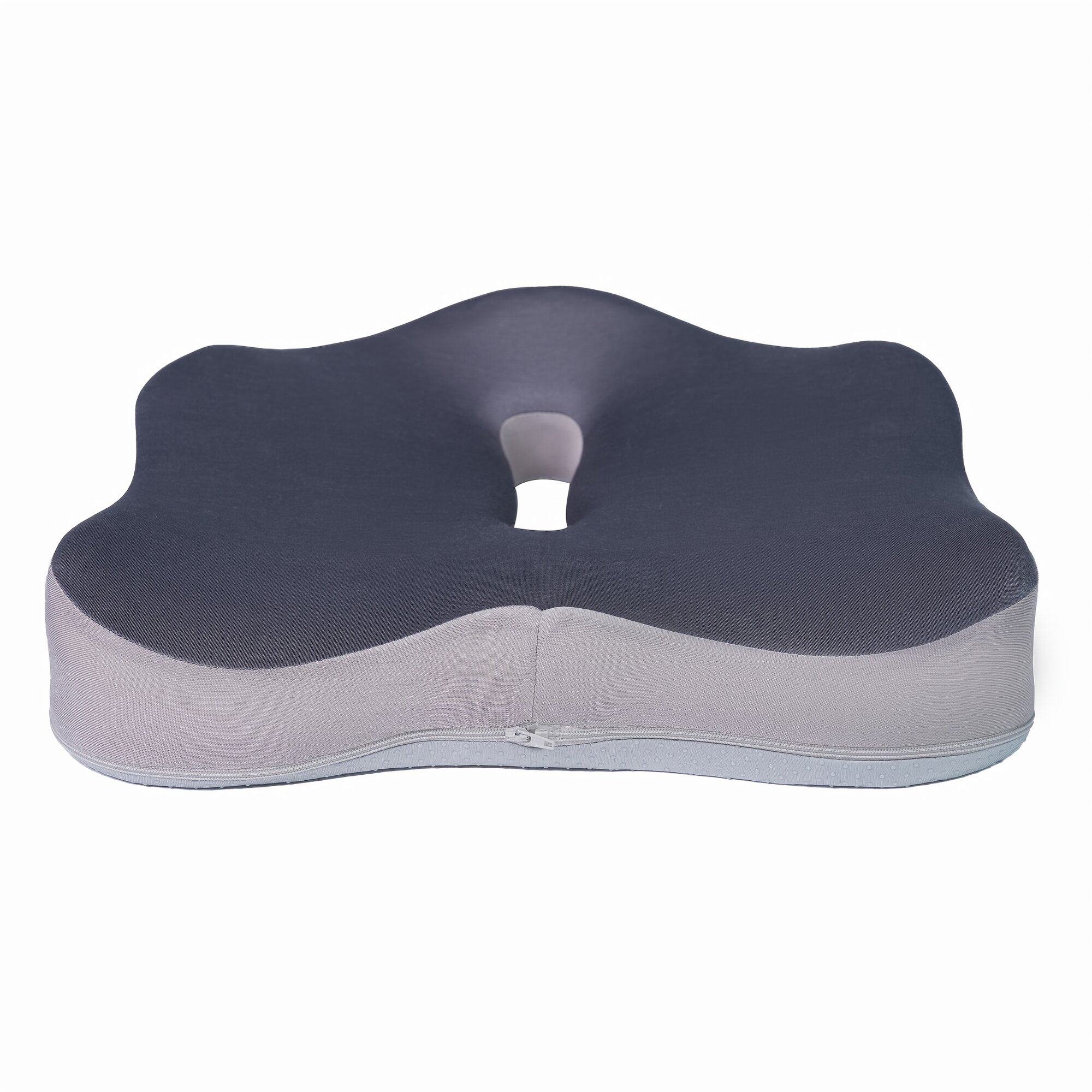 Подушка для сидения с эффектом памяти Memory Foam для офисного кресла, автомобиля, инвалидной коляски и дома - серо-голубая, из прочного пенополиуретана, съемный чехол, машинная стирка