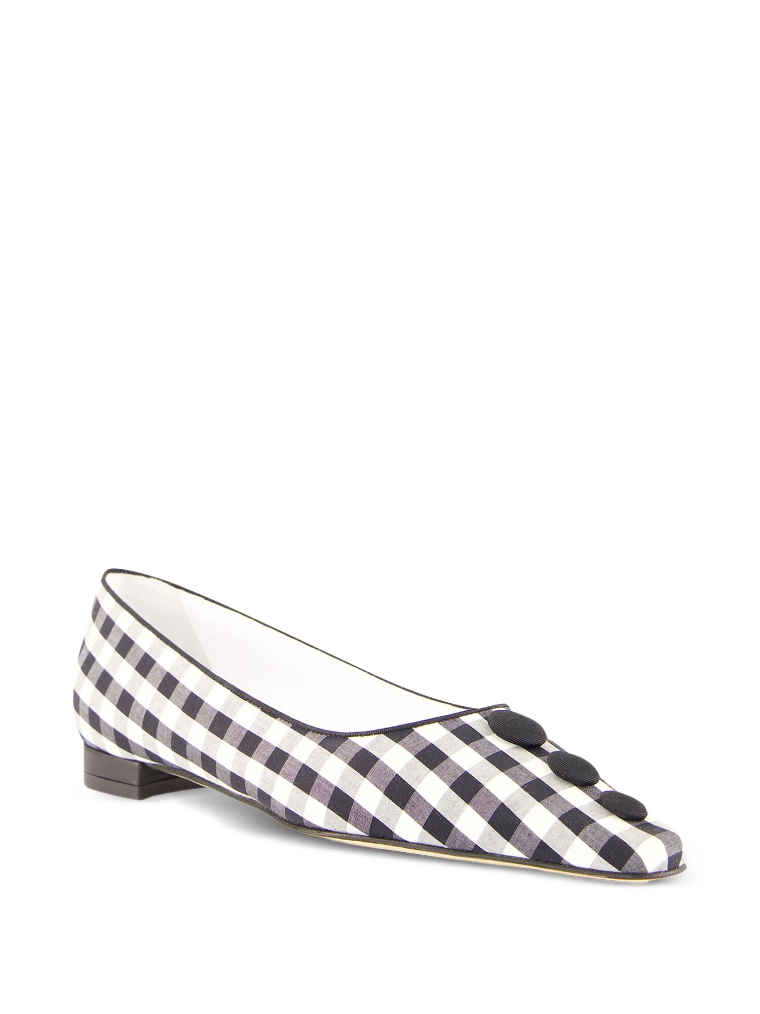 Туфли Manolo Blahnik Alexa gingham button-detail flat pumps, размер 38, бежевый/белый — фото 1