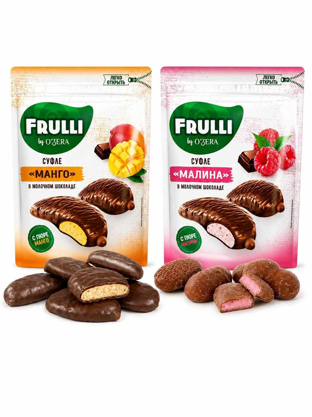 Конфеты Frulli шоколадные в молочном шоколаде суфле манго и малина, 125 г х 2 шт