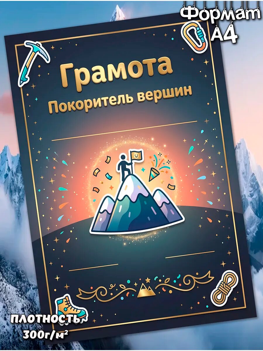 Грамота подарок скалолазу