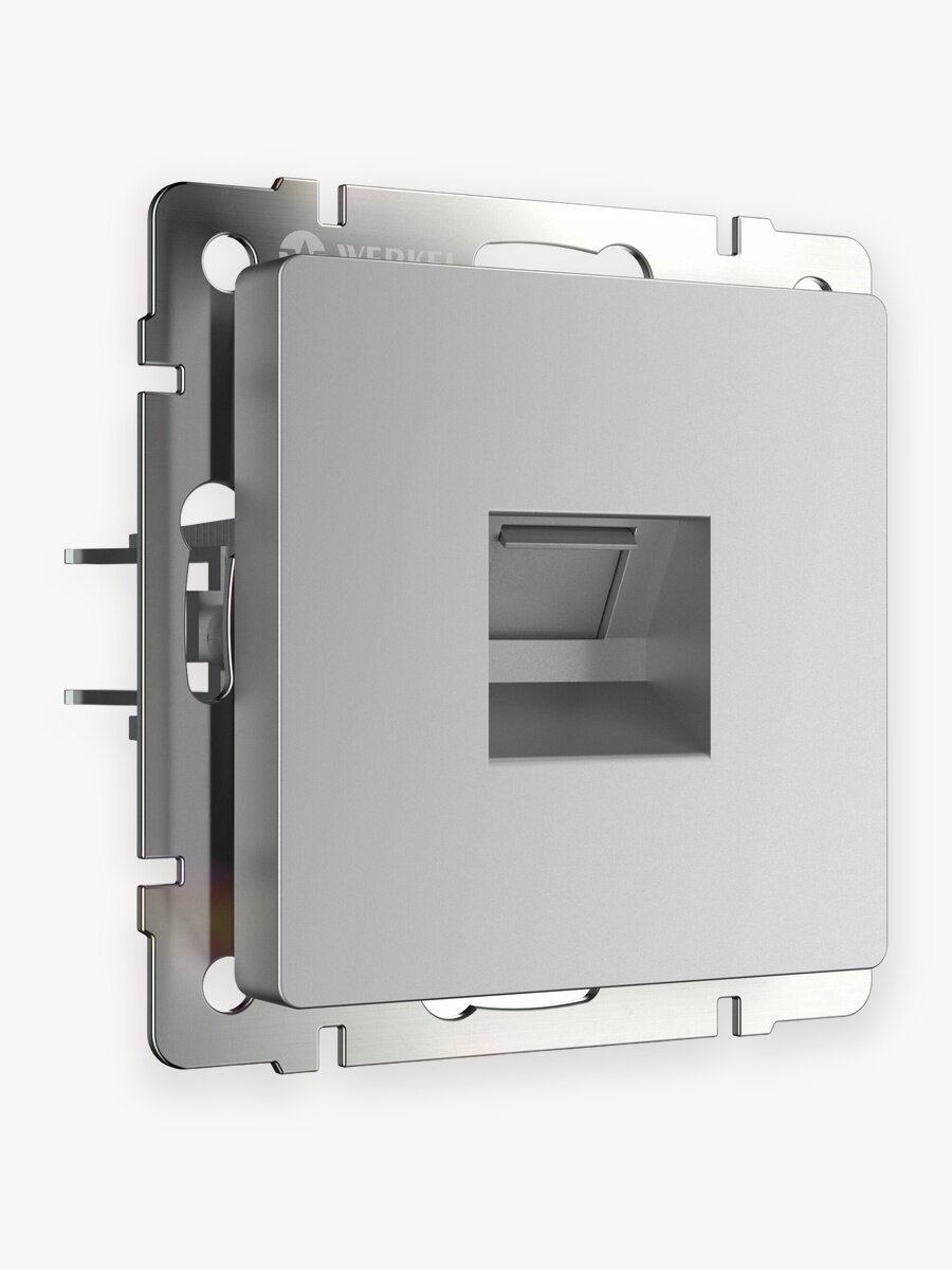 Розетка Werkel W1181006, встраиваемая, RJ-45, защита IP20, серебро