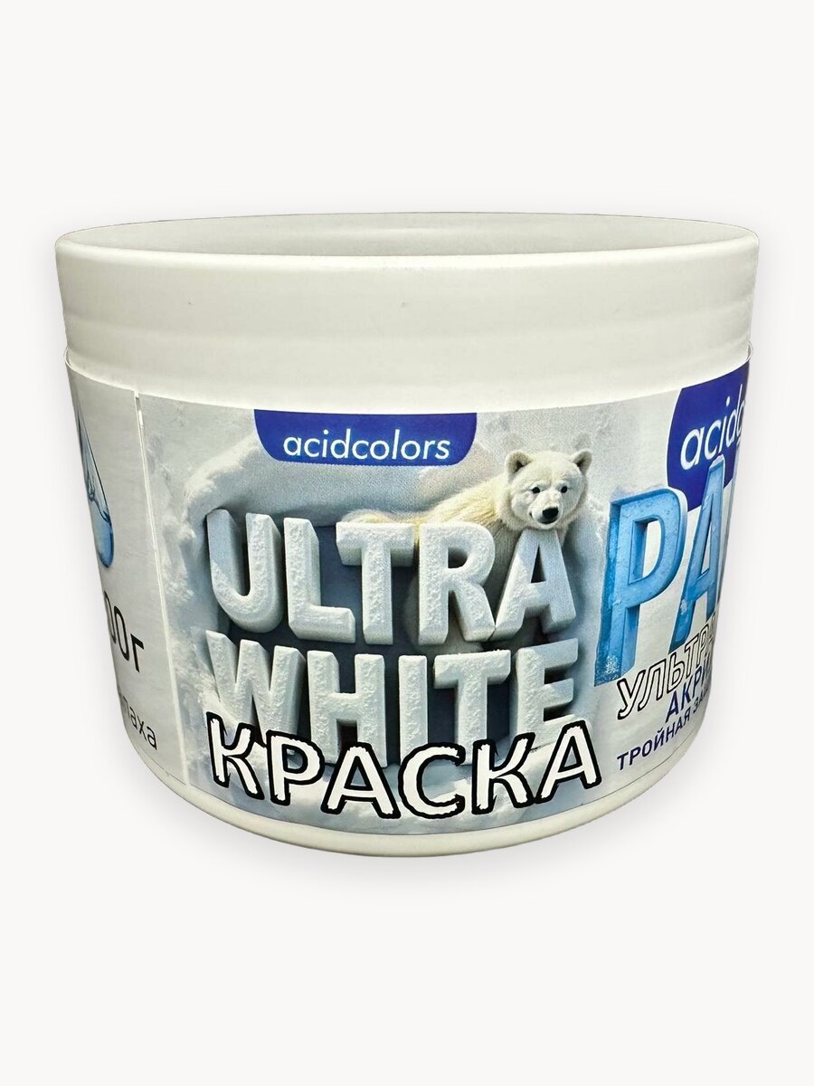 Краска для дверей белая акриловая Acidcolors ULTRA WHITE PAINT, 500 г / мебели и окон, без запаха, матовая, моющаяся