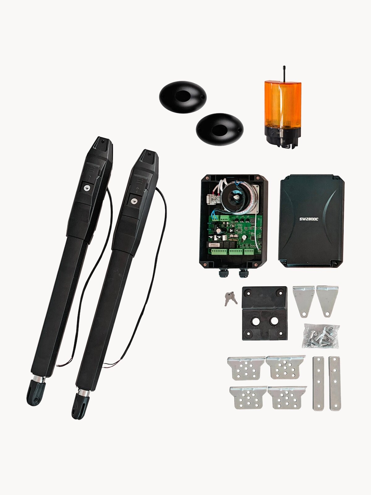 Автоматика для ворот Home Gate. SW230DC привод для распашных ворот + фотоэлементы + сигнальная лампа