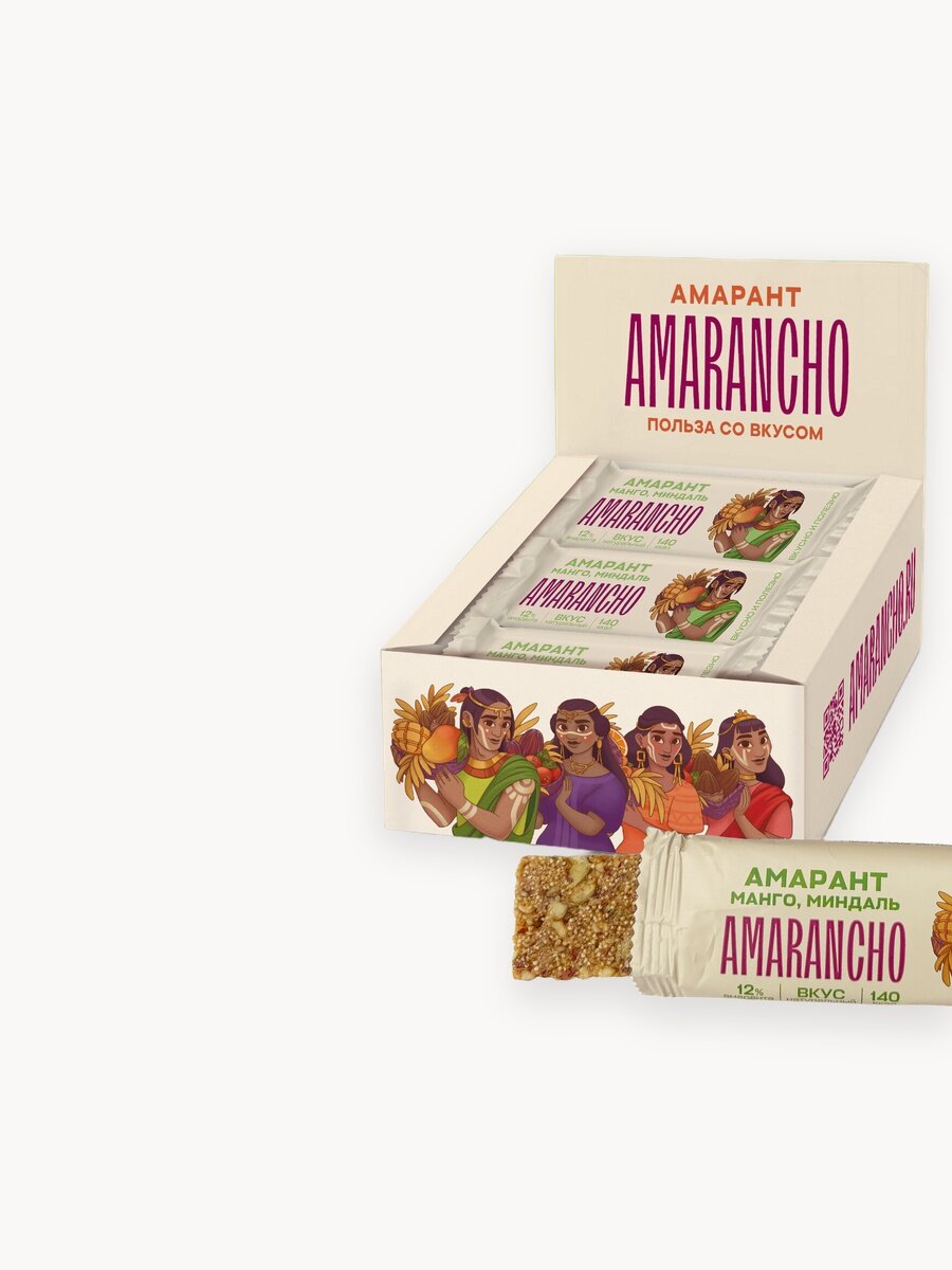 Amarancho Батончики без сахара злаковые Амарант с манго и миндалем , 9 шт х 30 г