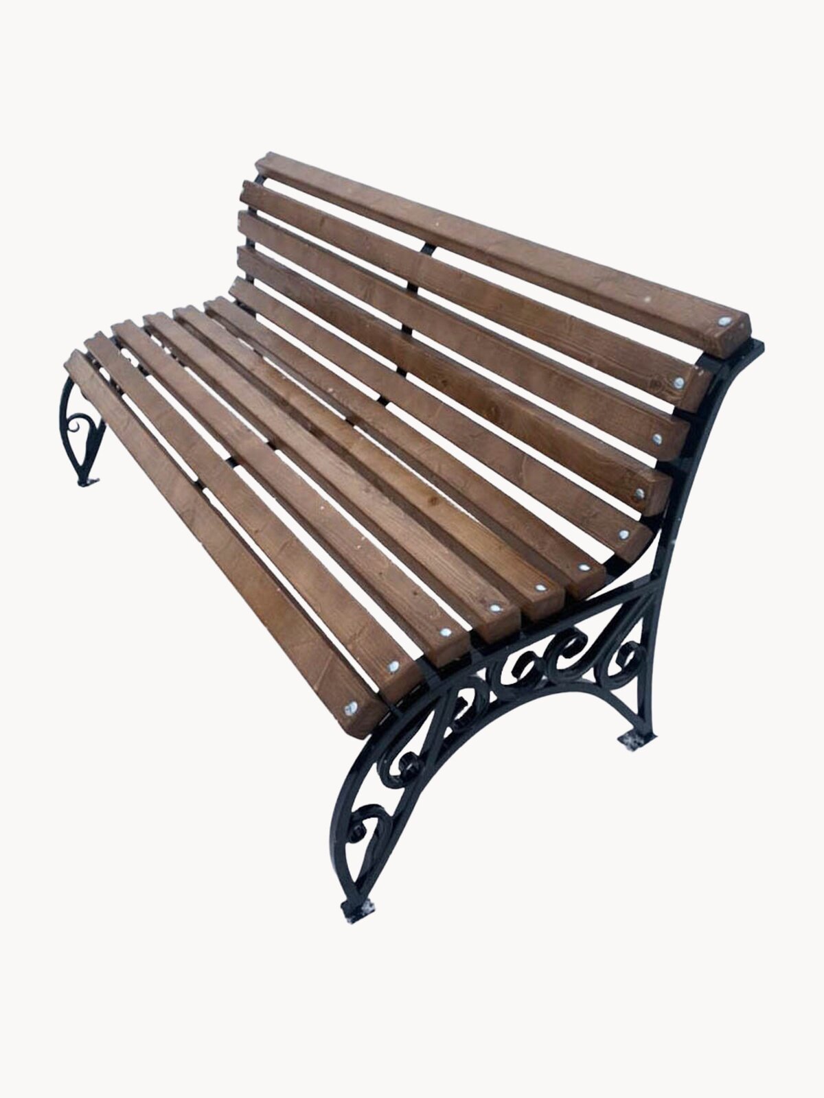 Скамейка Сквер Кованная, Палисандр, Металл, Дерево, Максимальная Нагрузка 150 Кг, Длина 2 М