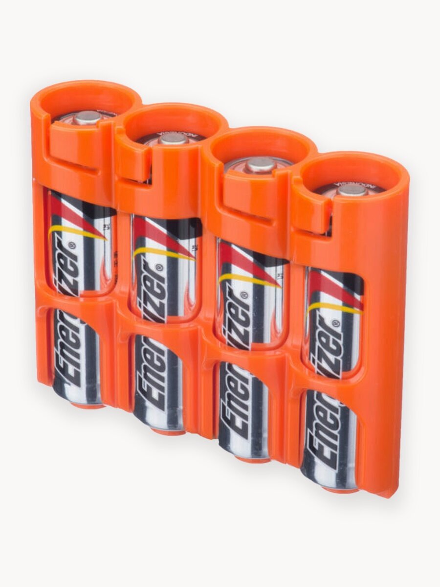Бокс пластиковый для хранения батареек 4 штук тип AA оранжевый STORACELL