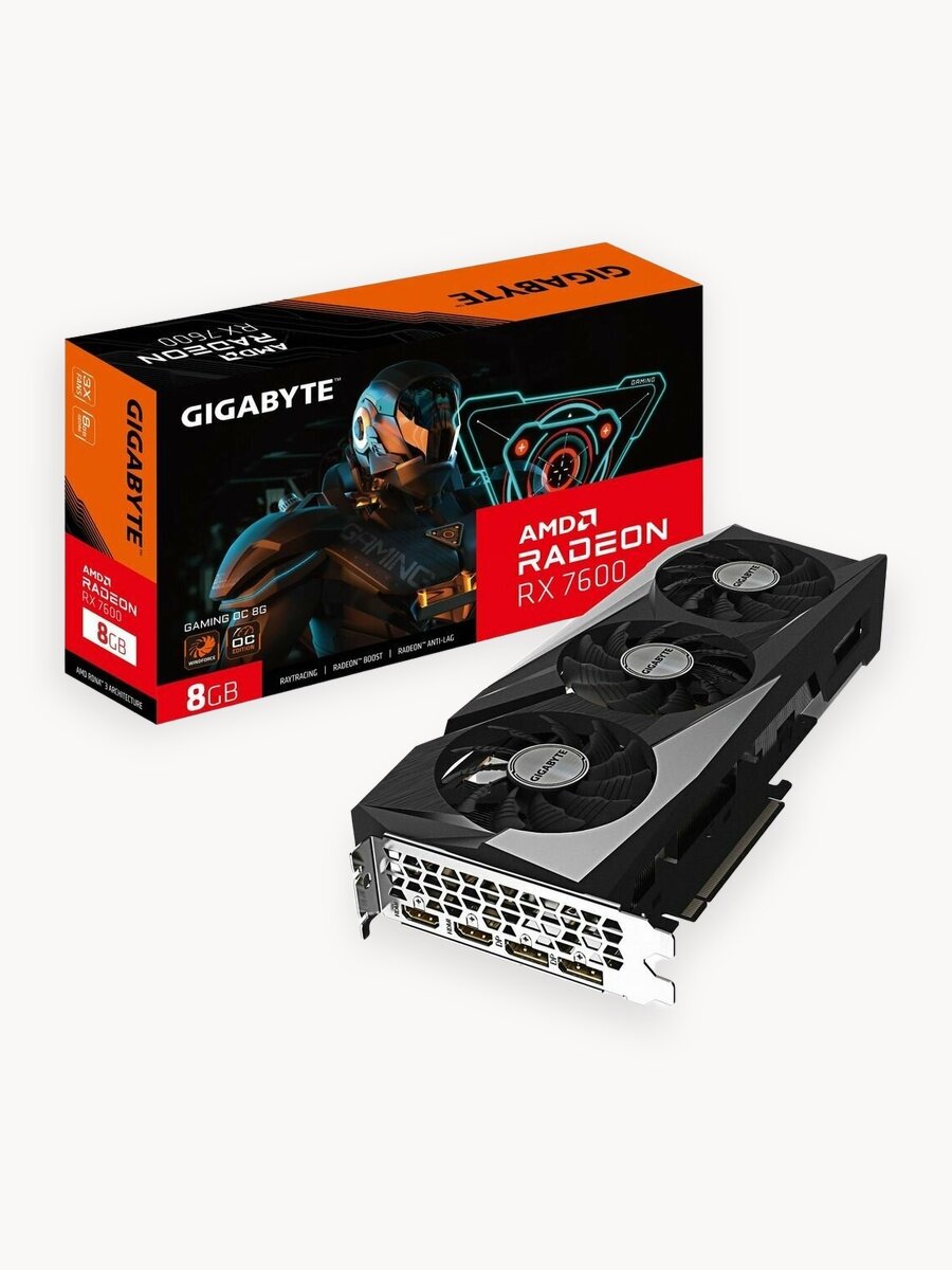 Видеокарта Gigabyte PCI-E 4.0 AMD Radeon RX 7600 8192Mb 128 GDDR6 GV-R76GAMING OC-8GD