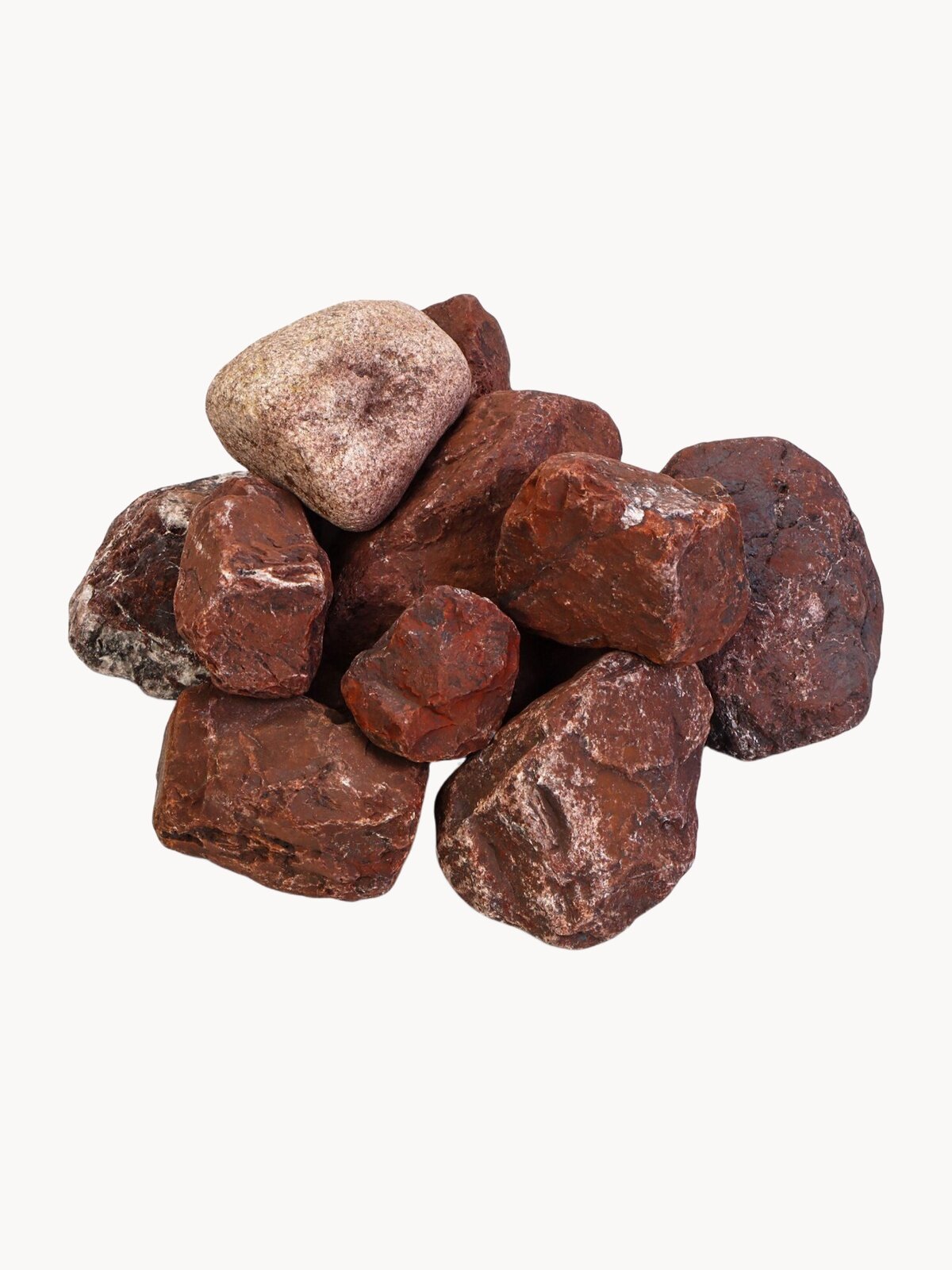 Камень для бани "Яшма" сургучная галтованная 20 кг, фракция 70-120 мм