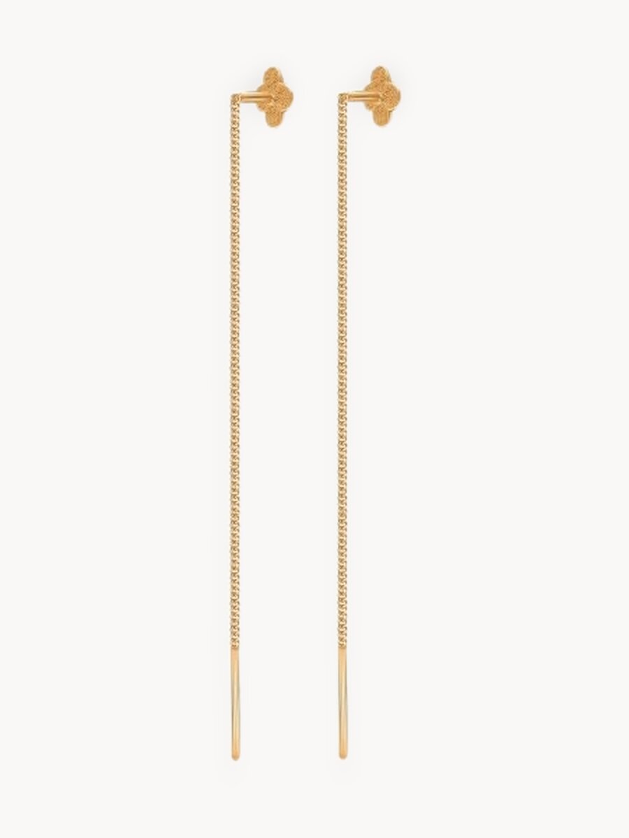 Серьги цепочки, красное золото, 375 проба