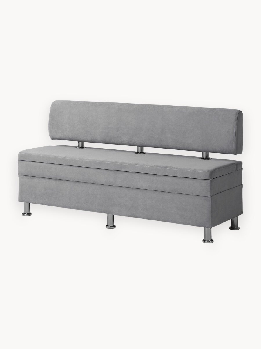 Диван на кухню, прямой, на балкон, в прихожую норта Hippo 1500х490х770 c ящиком для хранения, серый